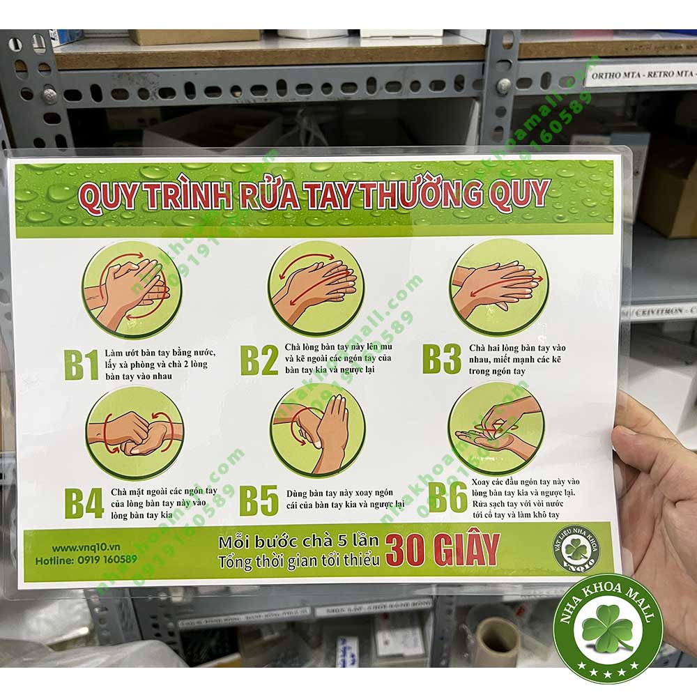 Tranh hướng dẫn quy trình rửa tay thường quy - Nha Khoa Mall 🍀