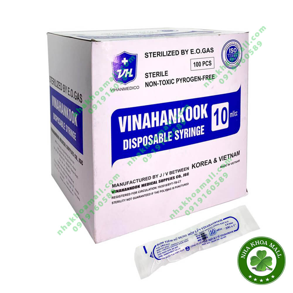 Bơm tiêm 10cc🌱Bơm tiêm sử dụng một lần Vinahankook 10ml 23G giá tốt🌱NHA KHOA MALL🌱
