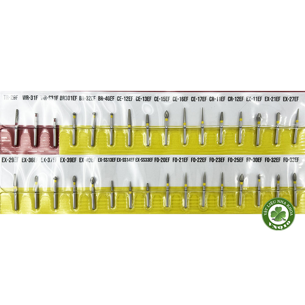 Mũi khoan Mani siêu mịn màu vàng mã BR, CE, CR, EX, FO - Vĩ 5 mũi